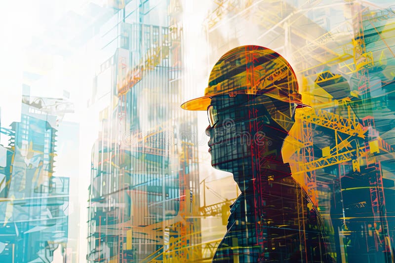 Abstract Construction Background Featuring a Building Engineer ...