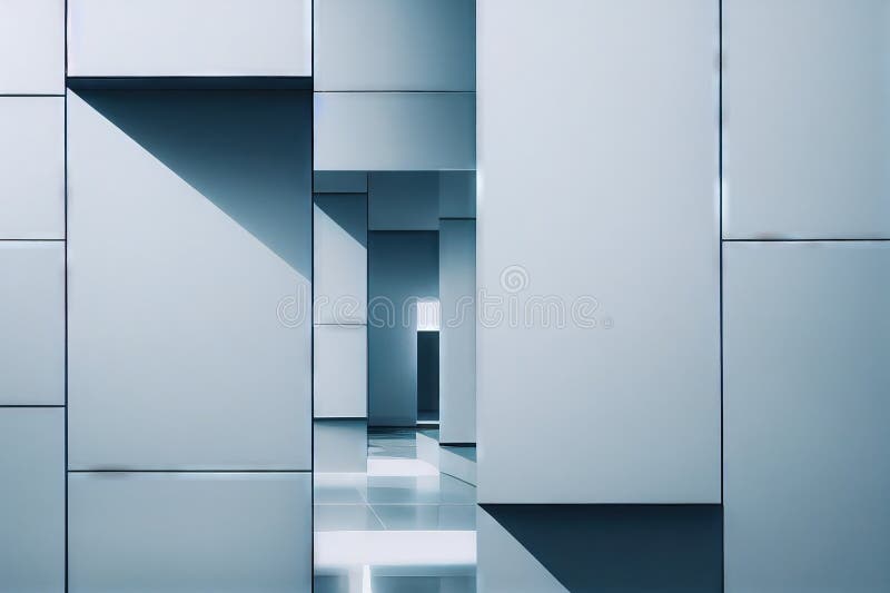 Abstract Construction with Corridor and Grey Wall Stock Illustration ...