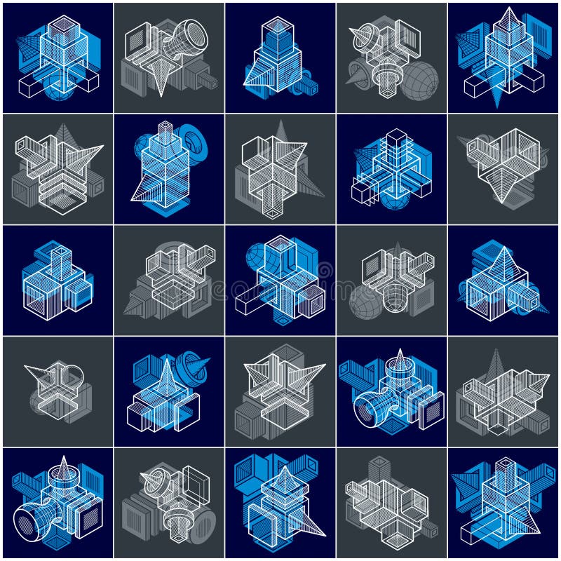 Abstract Construction Isometric Designs Collection, Vector Set. Stock ...