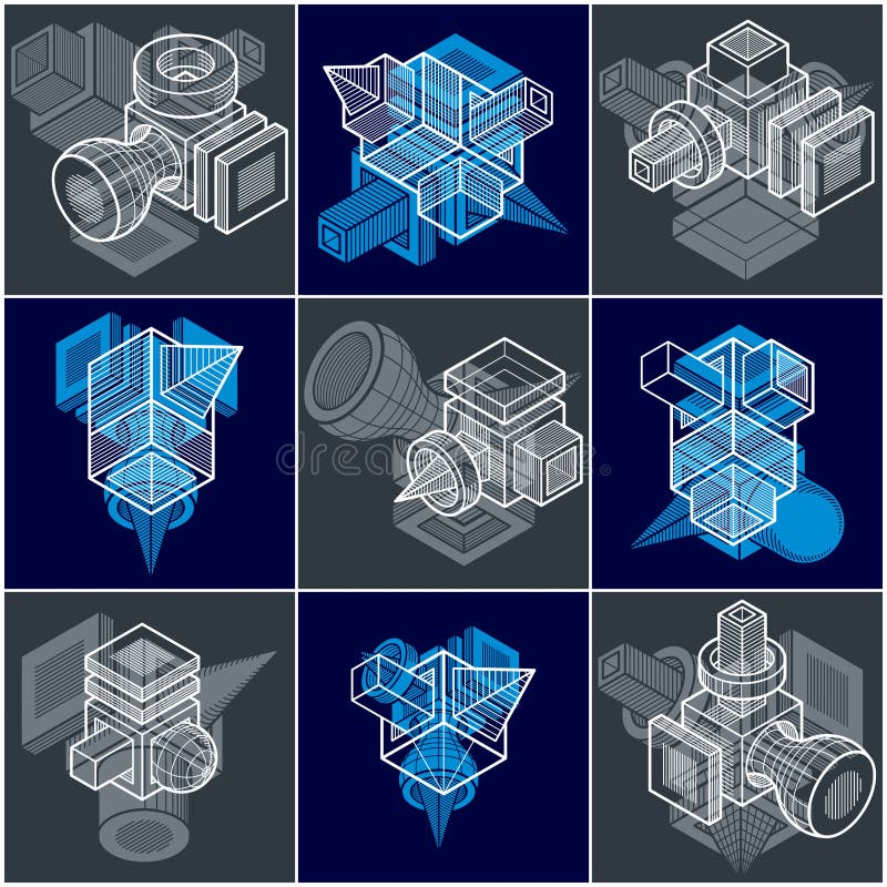 Abstract Construction Isometric Designs Collection, Vector Set Stock ...