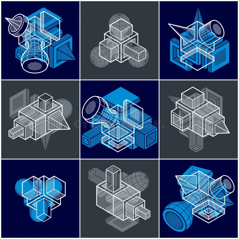 Abstract Construction Isometric Designs Collection, Vector Set. Stock ...