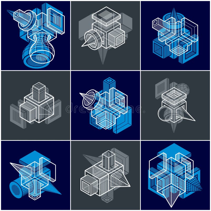 Abstract Construction Isometric Designs Collection, Vector Set. Stock ...