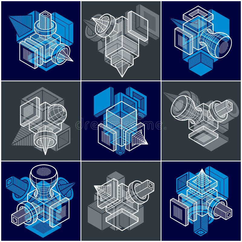 Abstract Construction Isometric Designs Collection, Vector Set. Stock ...