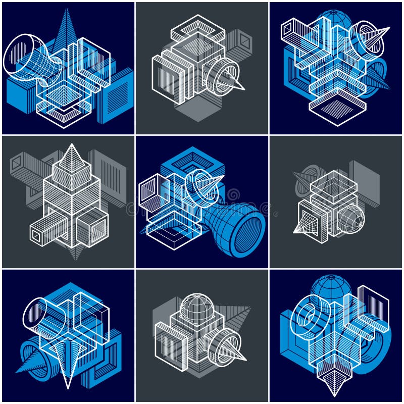 Abstract Construction Isometric Designs Collection, Vector Set. Stock ...