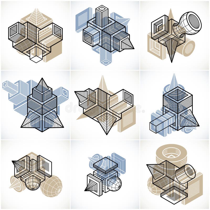 Abstract Construction Isometric Designs Collection, Vector Set. Stock ...