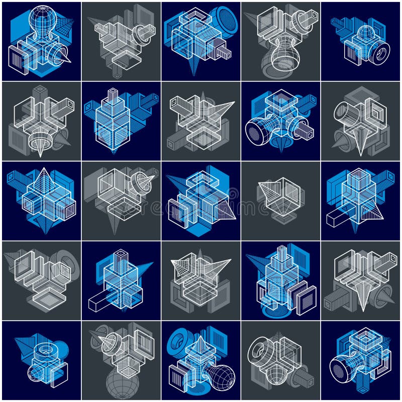 Abstract Construction Isometric Designs Collection, Vector Set. Stock ...