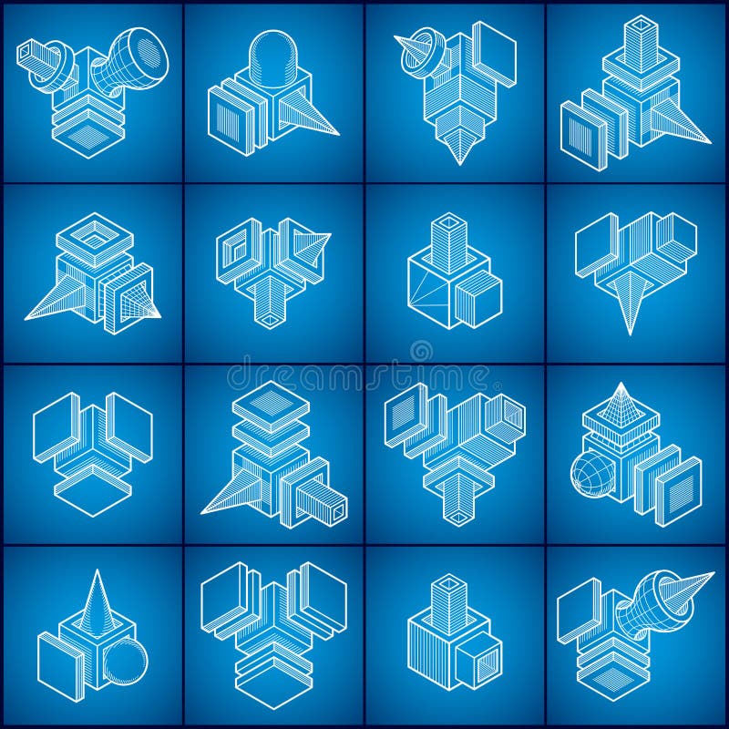 Abstract Construction Isometric Designs, Vector Set. Stock Vector ...