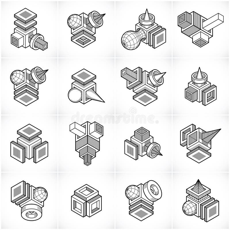 Abstract Construction Isometric Designs, Vector Set. Stock Vector ...