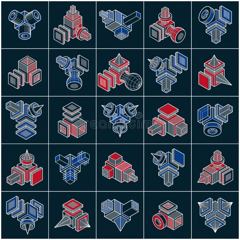 Abstract Construction Isometric Designs, Vector Set. Stock Vector ...