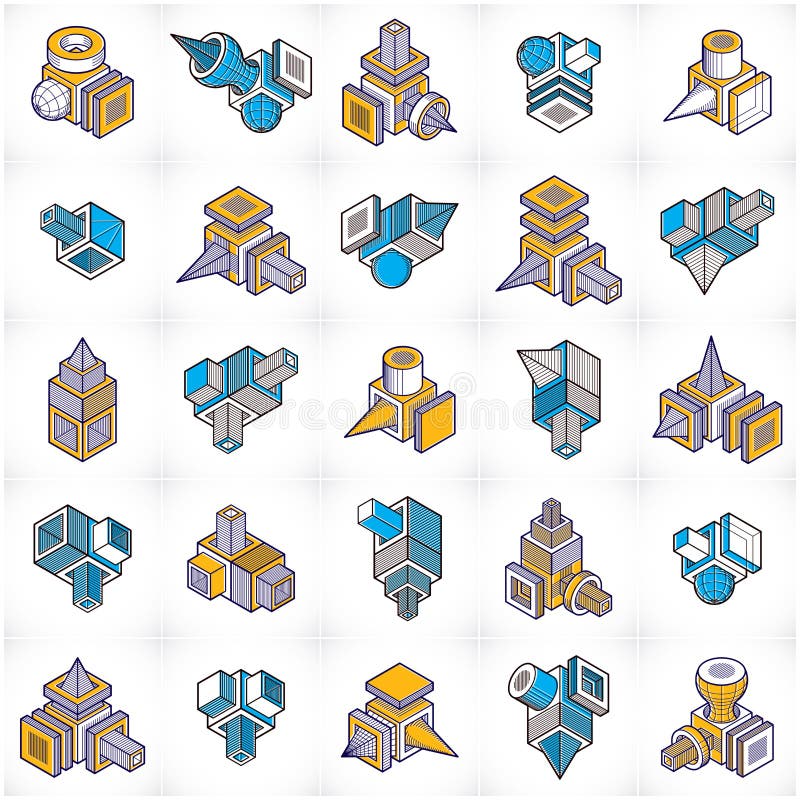Abstract Construction Isometric Designs, Vector Set. Stock Vector ...