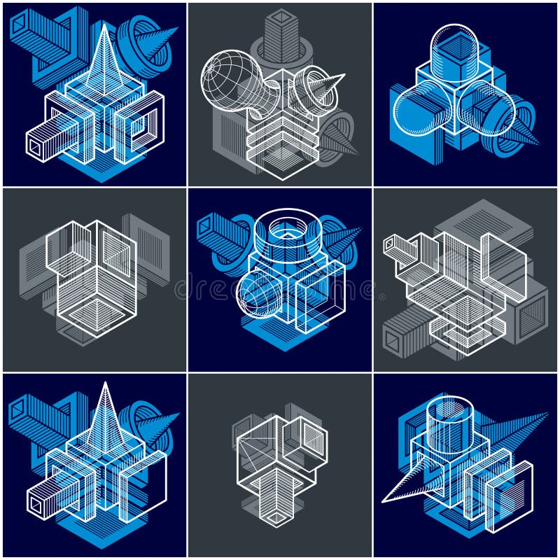 Abstract Constructions Vector Set, Dimensional Designs Collection ...