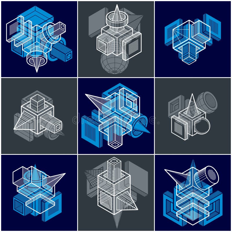 Abstract Constructions Vector Set, Dimensional Designs Collection ...