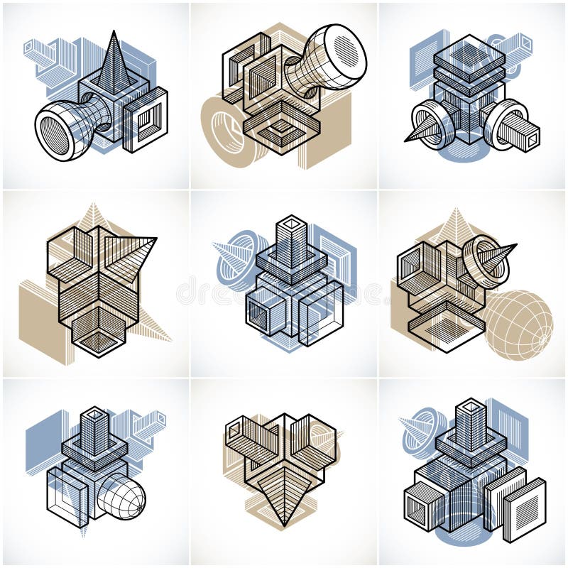 Abstract Constructions Vector Set, Dimensional Designs Collection ...