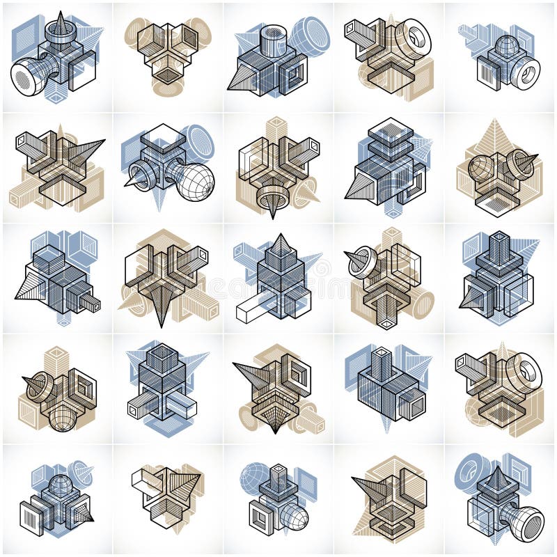 Abstract Constructions Vector Set, Dimensional Designs Collection ...