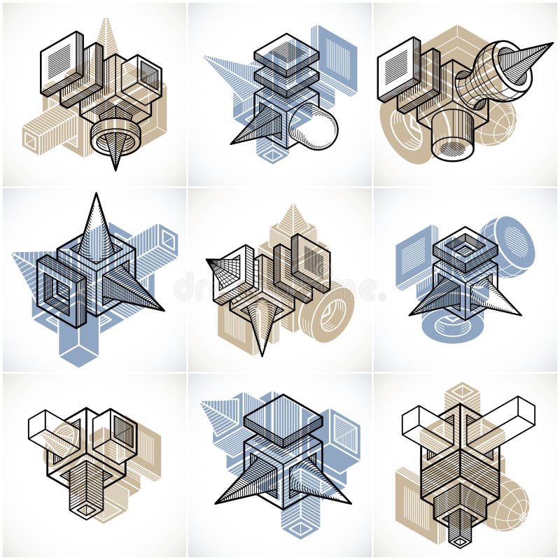 Abstract Constructions Vector Set, Dimensional Designs Collection ...