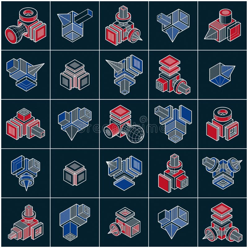 Abstract Constructions Vector Set, Dimensional Designs Collection ...