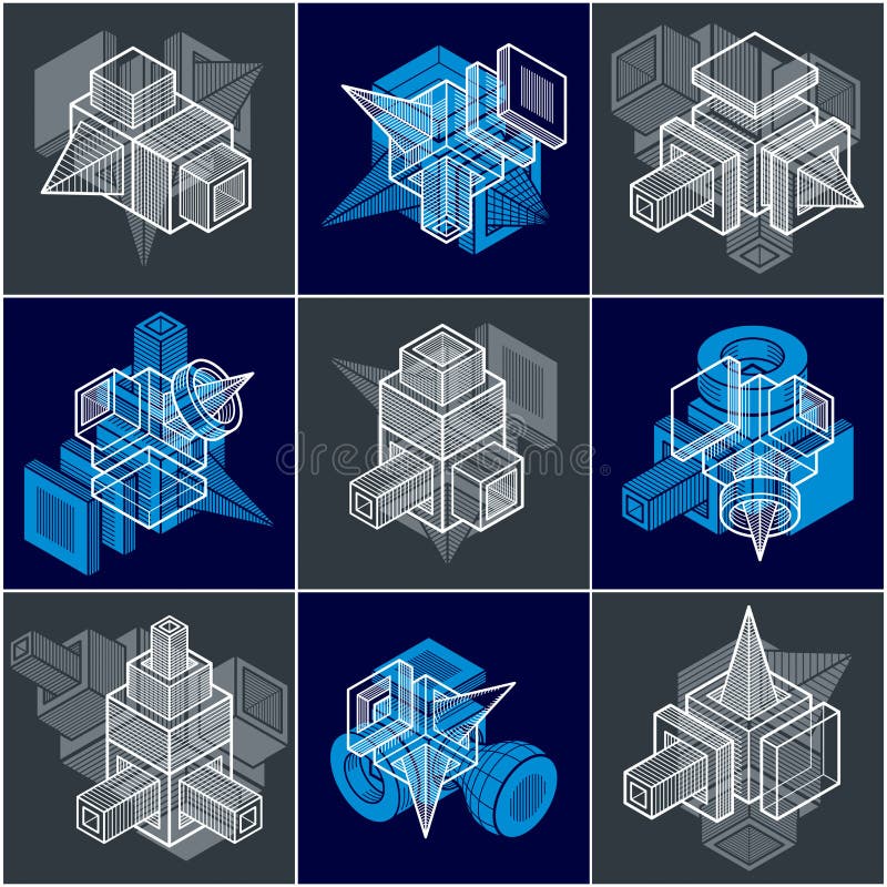 Abstract Constructions Vector Set, Dimensional Designs Collection ...