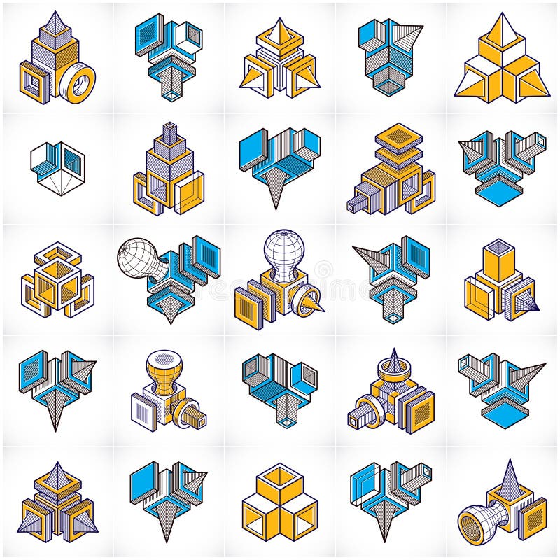 Abstract Constructions Vector Set, Dimensional Designs Collection ...
