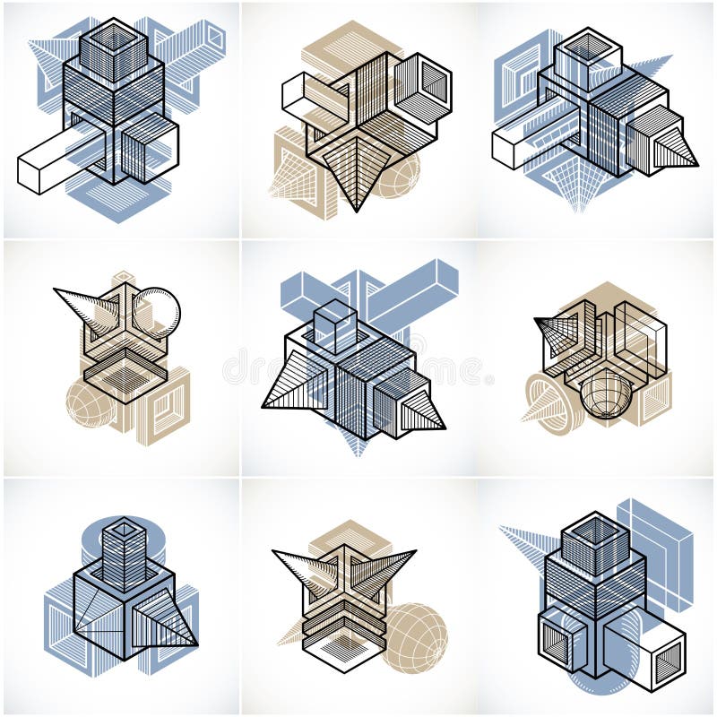 Abstract Constructions Vector Set. Stock Vector - Illustration of ...
