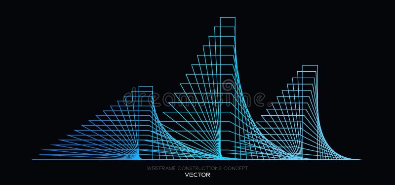 Abstract Constructions Wireframe Effect Vector Illustration Stock ...