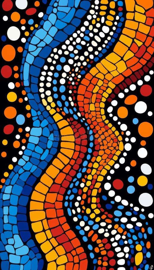 Abstract Contemporary Aboriginal Dot Art Featuring Cultural Elements ...