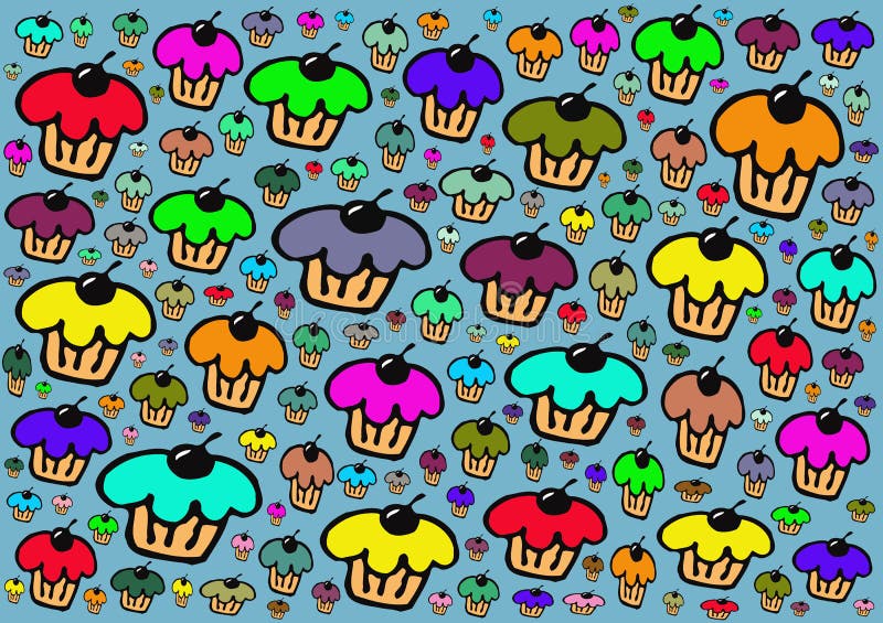Abstract and Contemporary Digital Art Cupcakes Pattern Design Stock ...