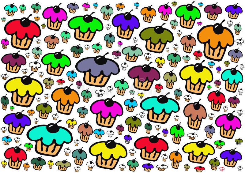 Abstract and Contemporary Digital Art Cupcakes Pattern Design Stock ...