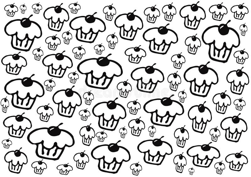 Abstract and Contemporary Digital Art Cupcake Pattern Design Stock ...