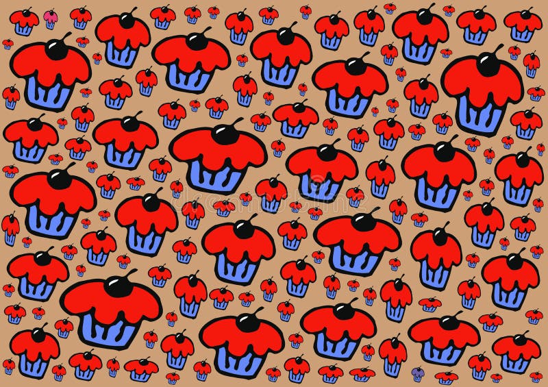 Abstract and Contemporary Digital Art Cupcake Pattern Design Stock ...