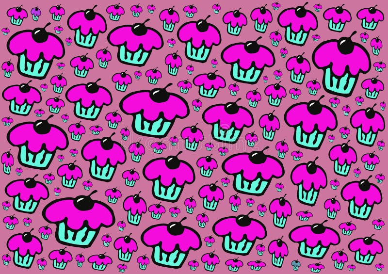 Abstract and Contemporary Digital Art Cupcake Pattern Design Stock ...