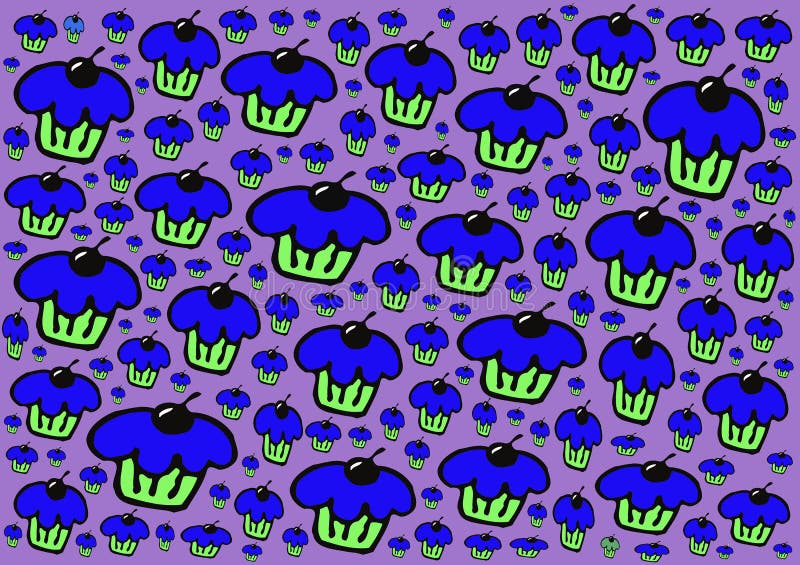 Abstract and Contemporary Digital Art Cupcake Pattern Design Stock ...