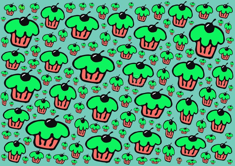 Abstract and Contemporary Digital Art Cupcake Pattern Design Stock ...