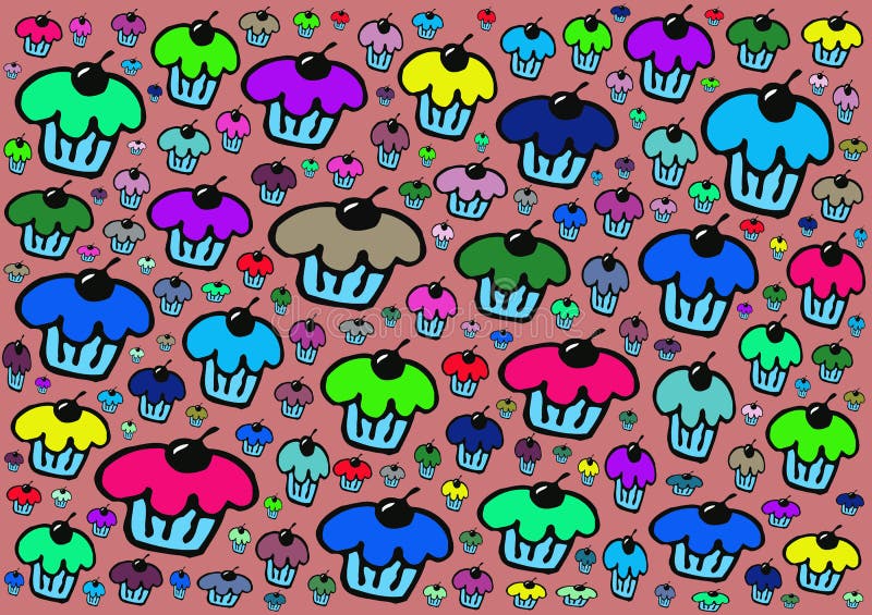 Abstract and Contemporary Digital Art Cupcake Pattern Design Stock ...