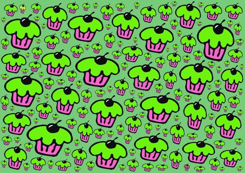 Abstract and Contemporary Digital Art Cupcake Pattern Design Stock ...