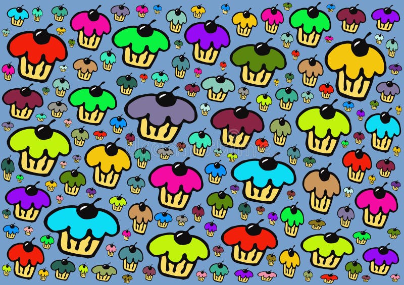 Abstract and Contemporary Digital Art Cupcake Pattern Design Stock ...