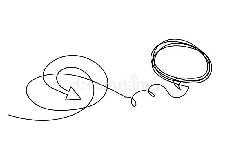 Abstract Continuous Lines Arrows and Comment As Drawing on White Stock ...