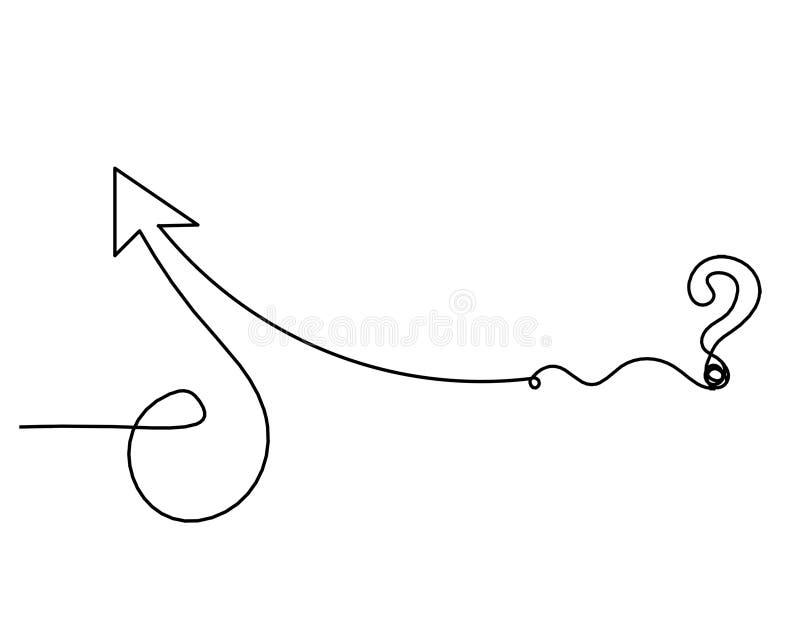 Abstract Continuous Lines Arrows and Question Mark As Drawing on White ...