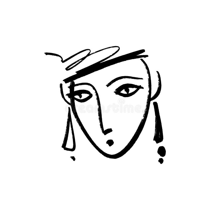 Abstract Continuous One Line Drawing Woman Face Vector Illustration