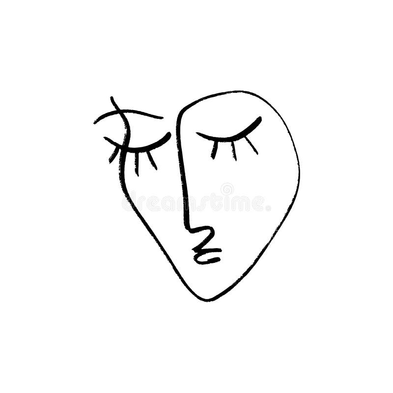 Abstract Continuous One Line Drawing Woman Face Vector Illustration