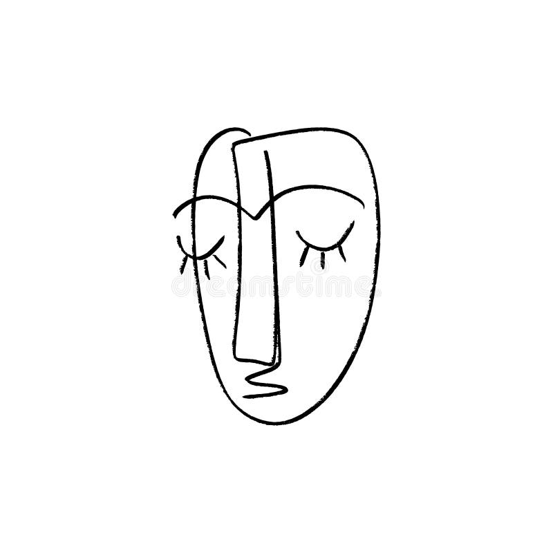 Abstract Continuous One Line Drawing Woman Face Vector Illustration