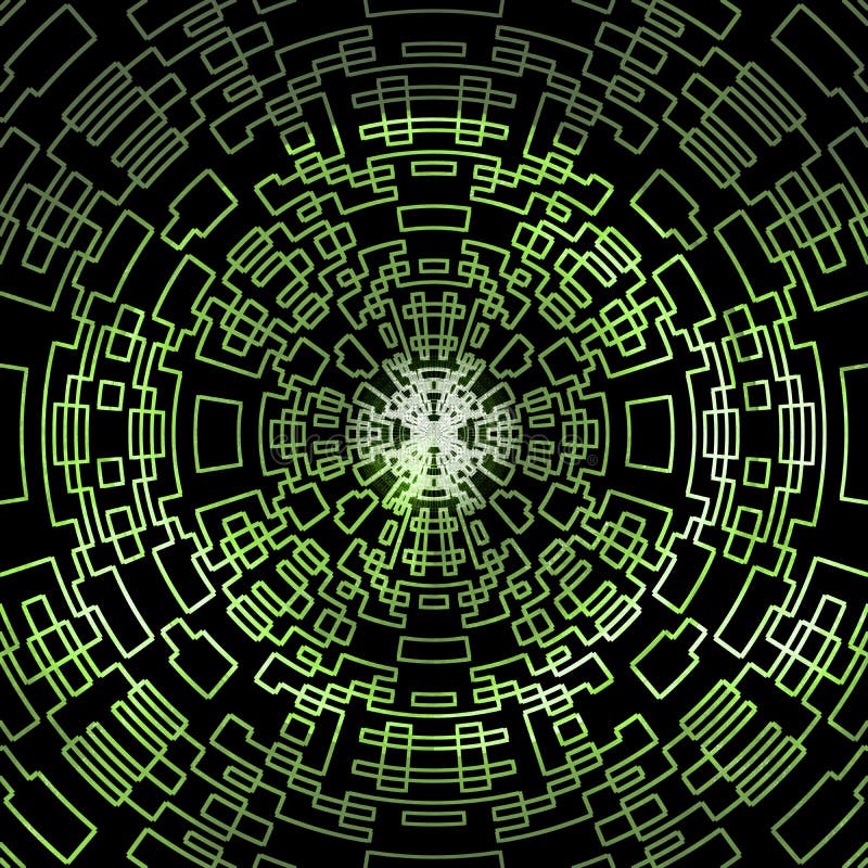 Abstract Contour Green Digital Square Design Stock Illustration ...