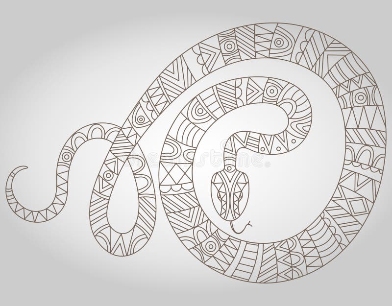 Abstract Contour Illustration of a Snake on White Background Stock ...