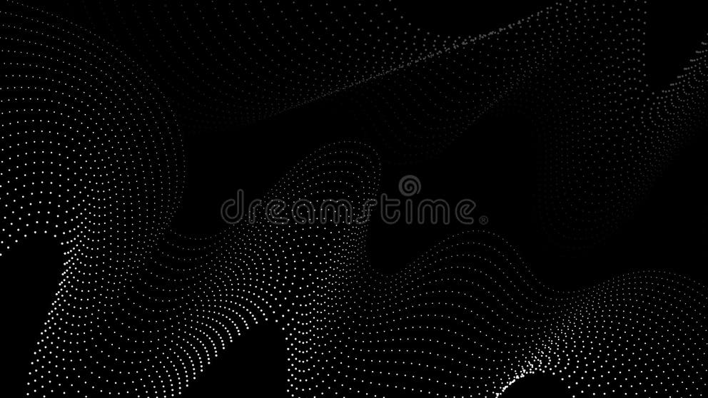 Abstract Contour Wave White 3D Waves on Black Background Stock Vector ...