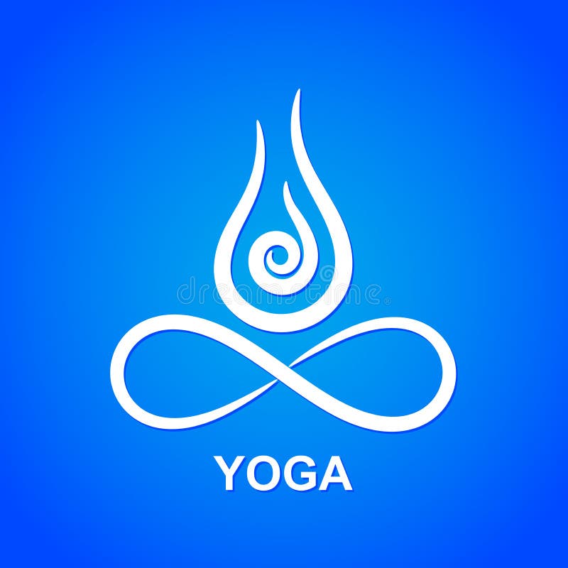 Abstract Contour Yoga Symbol on Blue Background Stock Vector ...