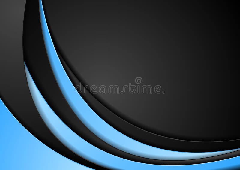 Abstract Contrast Blue Black Wavy Background Stock Vector ...