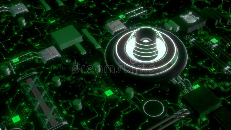 Abstract Control Panel of a Futuristic Computer Machine. Glowing ...