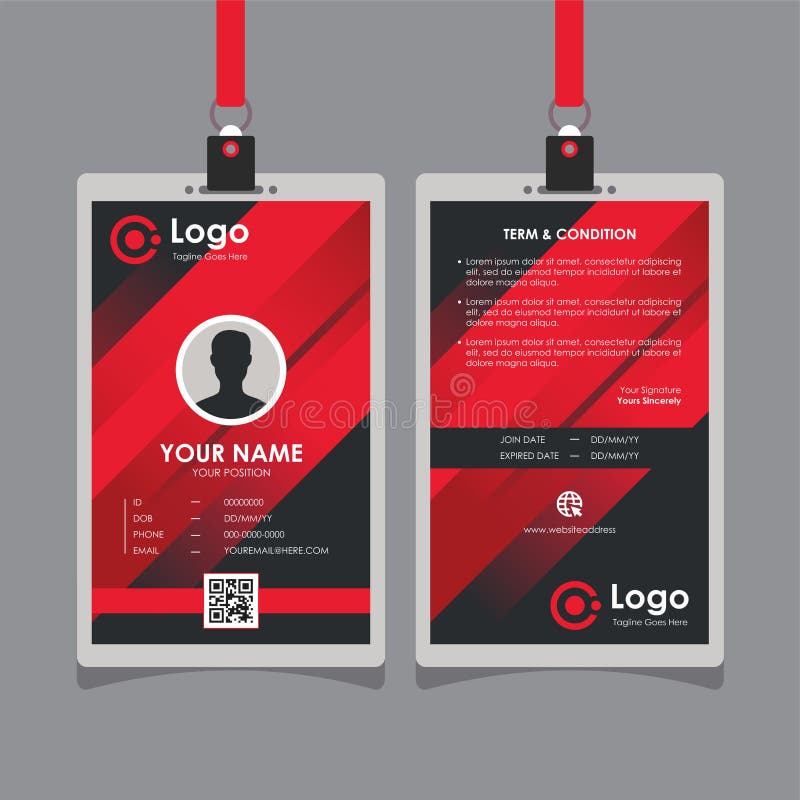 Creative ID Card Template With Abstract Red Background Stock Vector ...