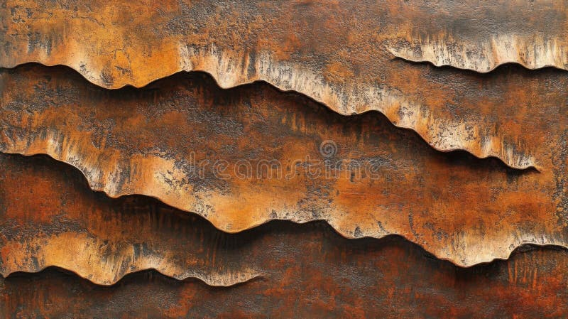 Abstract Copper Art with Wavy Layers and Rust Texture Stock ...