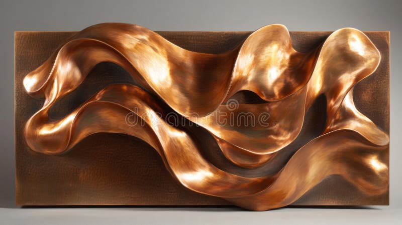 Abstract Copper Sculpture with Flowing, Wavy Forms Stock Illustration ...