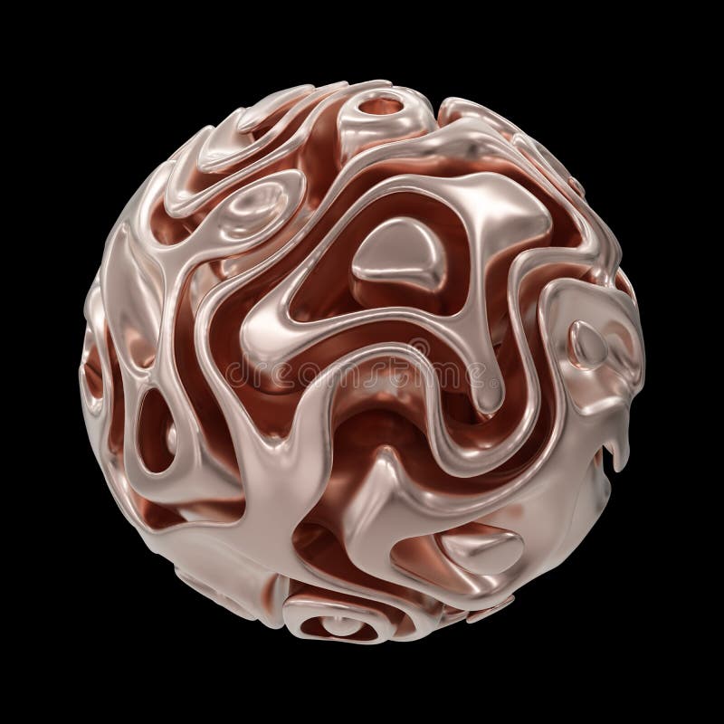 Abstract Copper Sphere Isolated on Black Stock Image - Image of ...